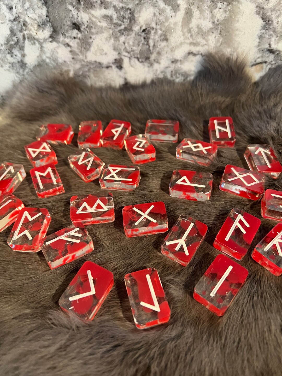 Blood Splatter Rune Set Elder Futhark Rune Set Divination Runes Viking ...
