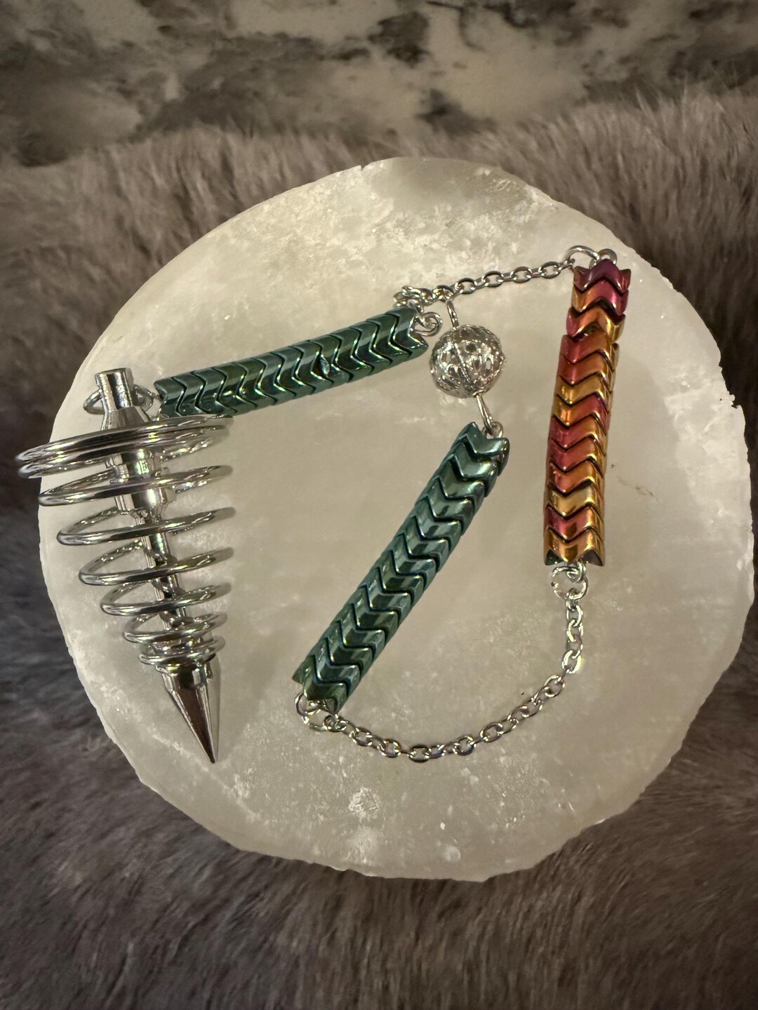 Metal Spiral Divination Pendulum: Dragon Scale Beaded Scrying Tool - Etsy