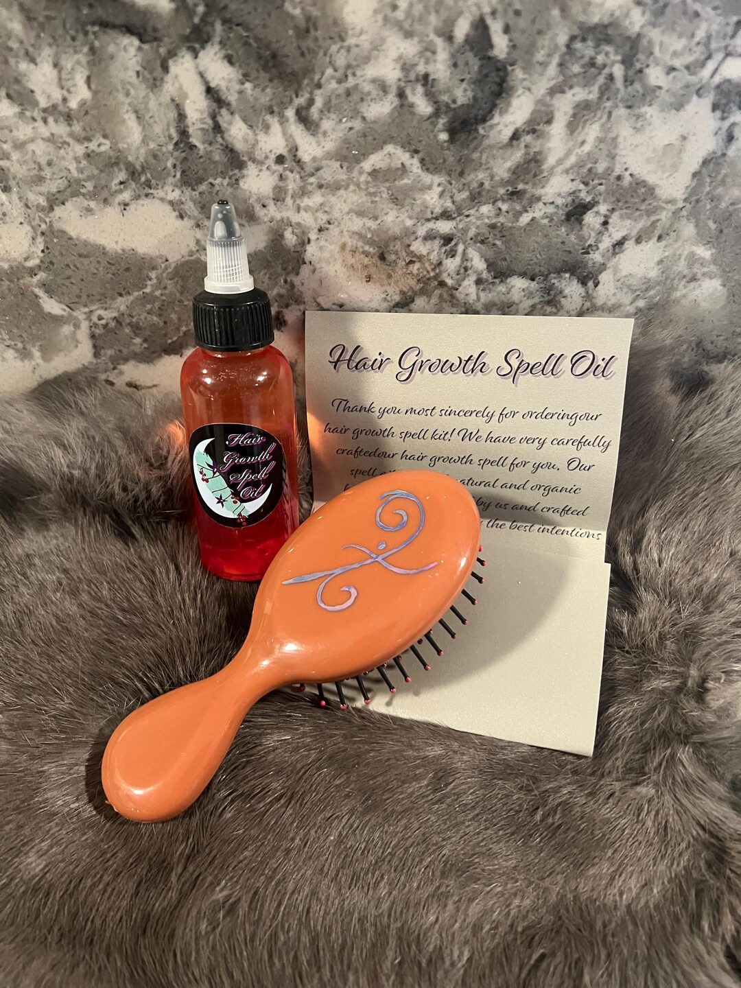 Hair Growth Spell Kit: Quartz Oil & Sigil Hairbrush - Etsy
