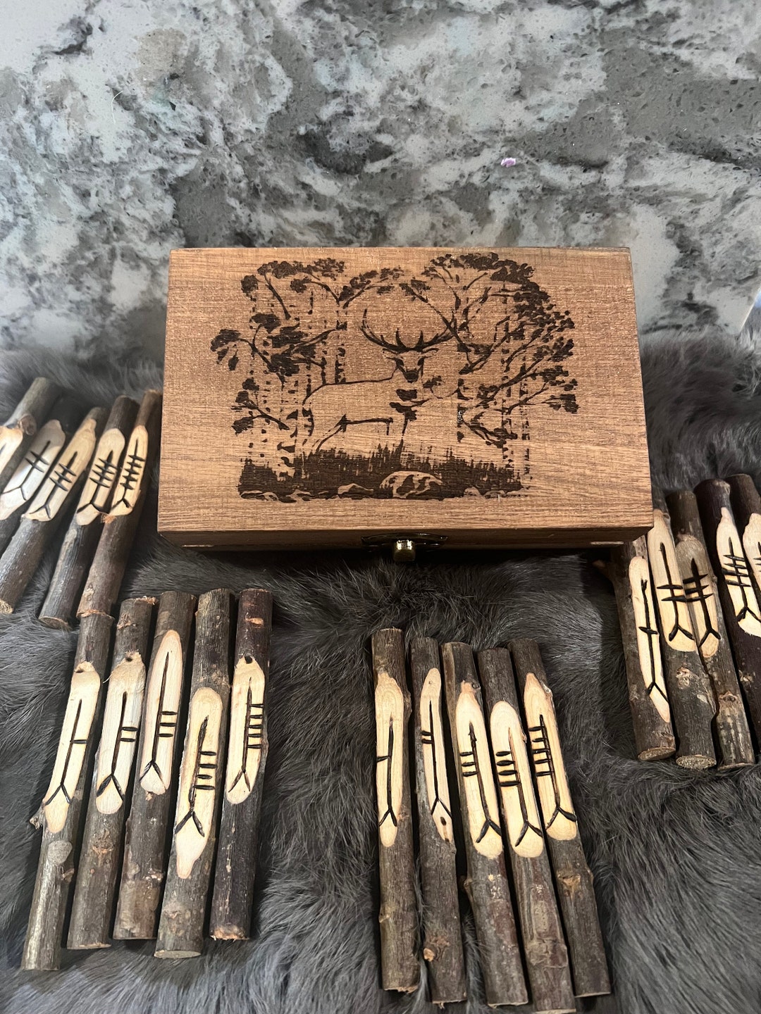 Hand Carved Wooden Celtic Ogham Set: Druid Divination Staves - Etsy