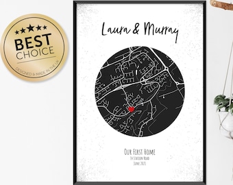 Our First Home Map Print Wedding Decor House Shaped Custom - Etsy