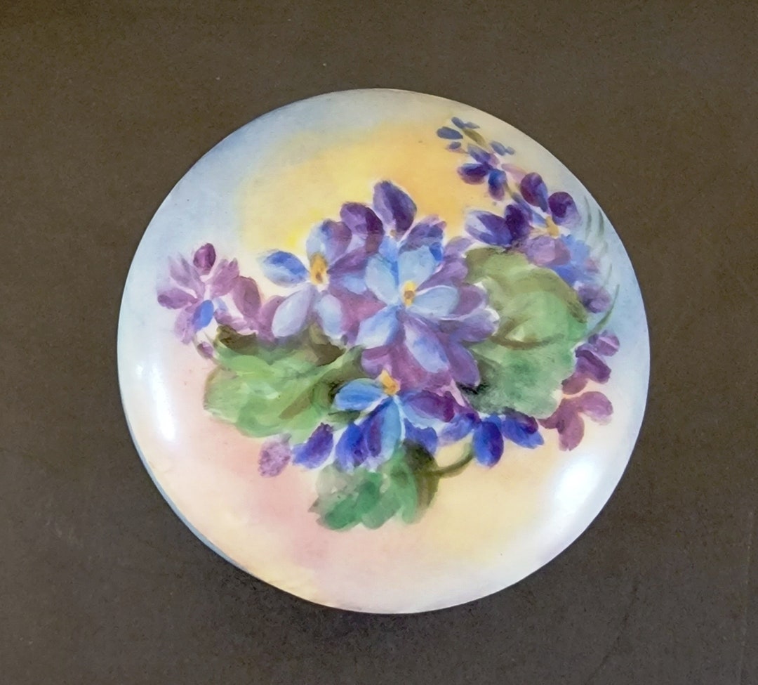 Signed Vignaud Porcelain "violet" Trinket / Ring Holder / Limoges ...