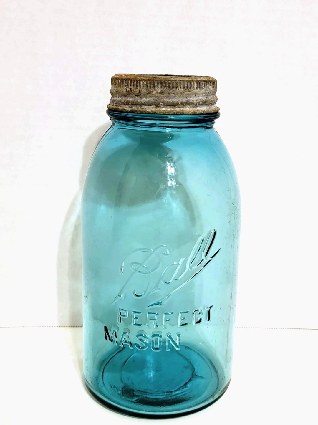 Blue Ball Perfect Mason Half-gallon Canning Jar With Zinc Lid & Glass ...