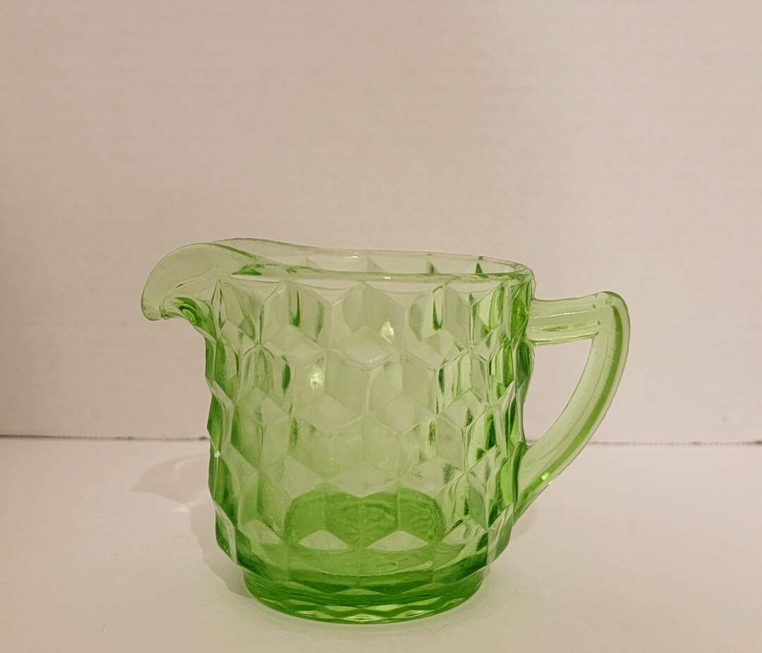 Jeannette Glass Green cube Depression Glass - Etsy