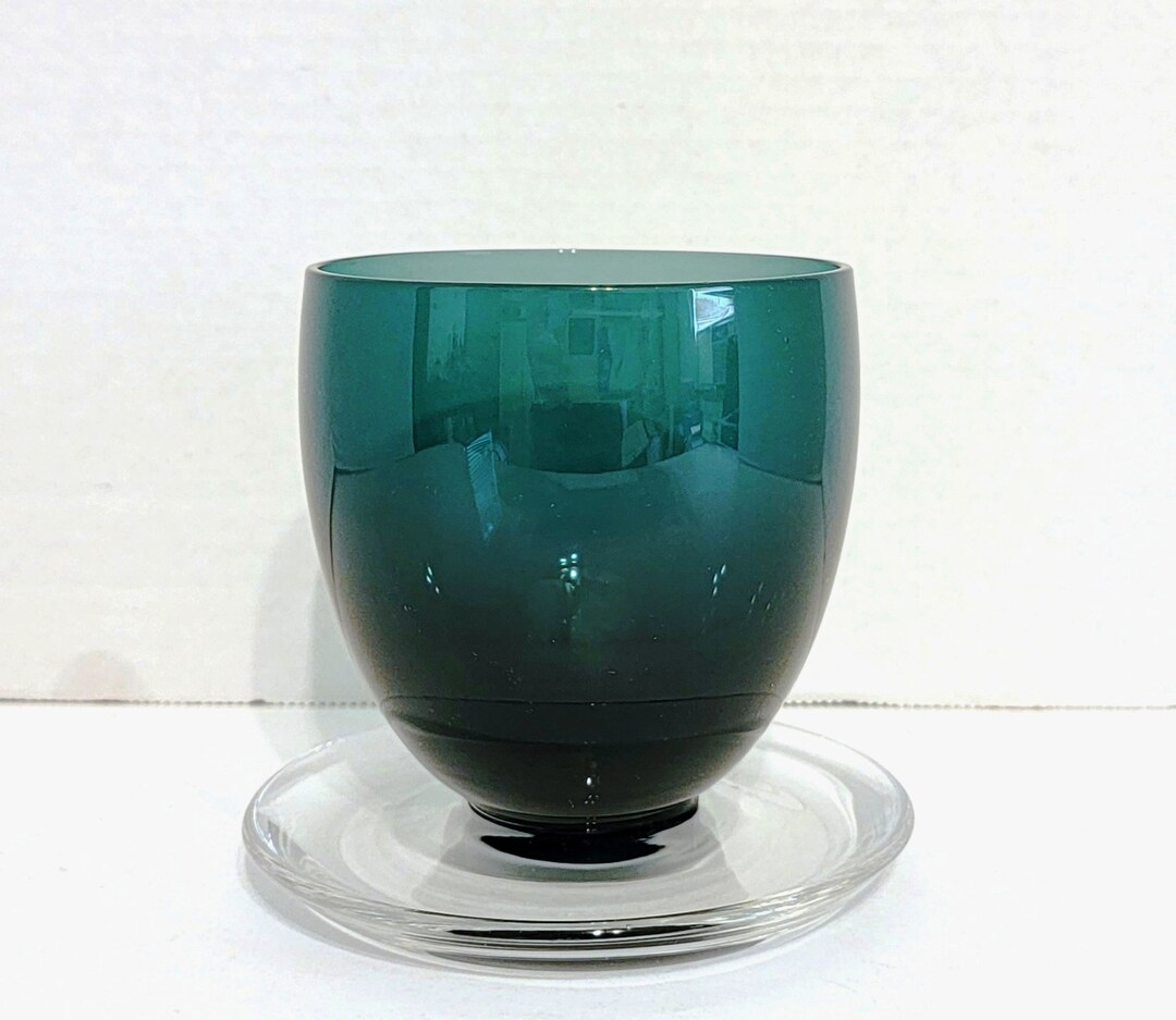 Pretty Forest Green & Clear Glass Condiment Dish - Etsy