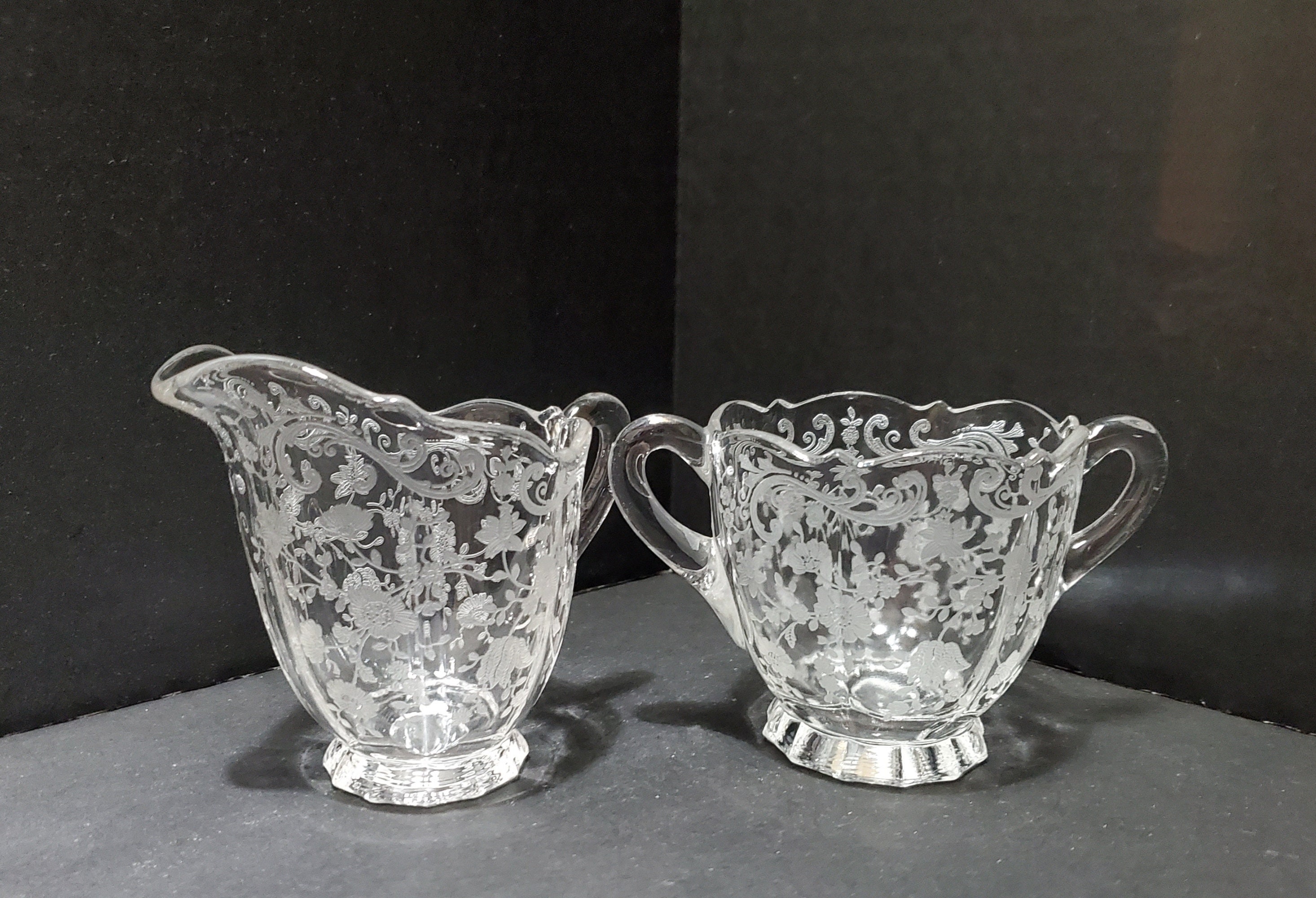 Cambridge Glass Depression Era Chantilly Martha Sugar and Creamer - Etsy.de