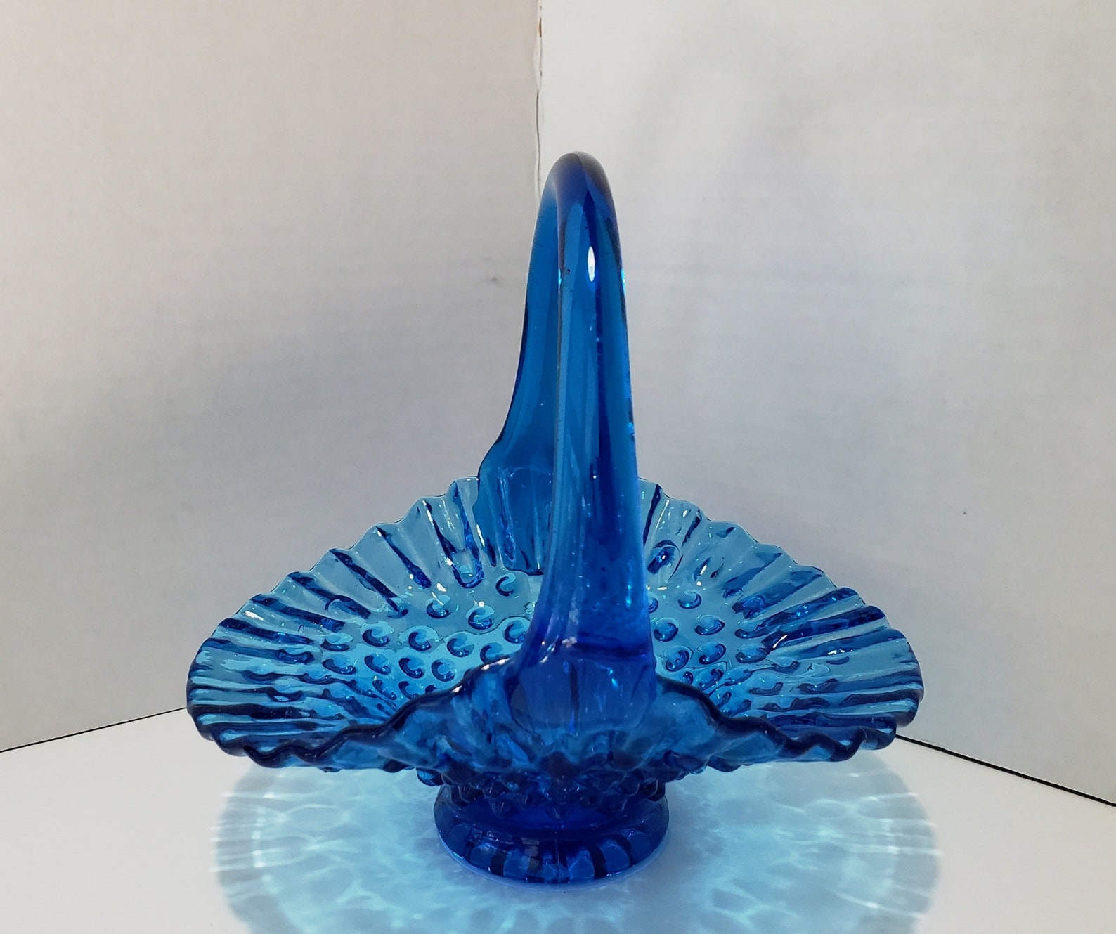 Small Vintage Blue Hobnail Fenton Glass Basket - Etsy