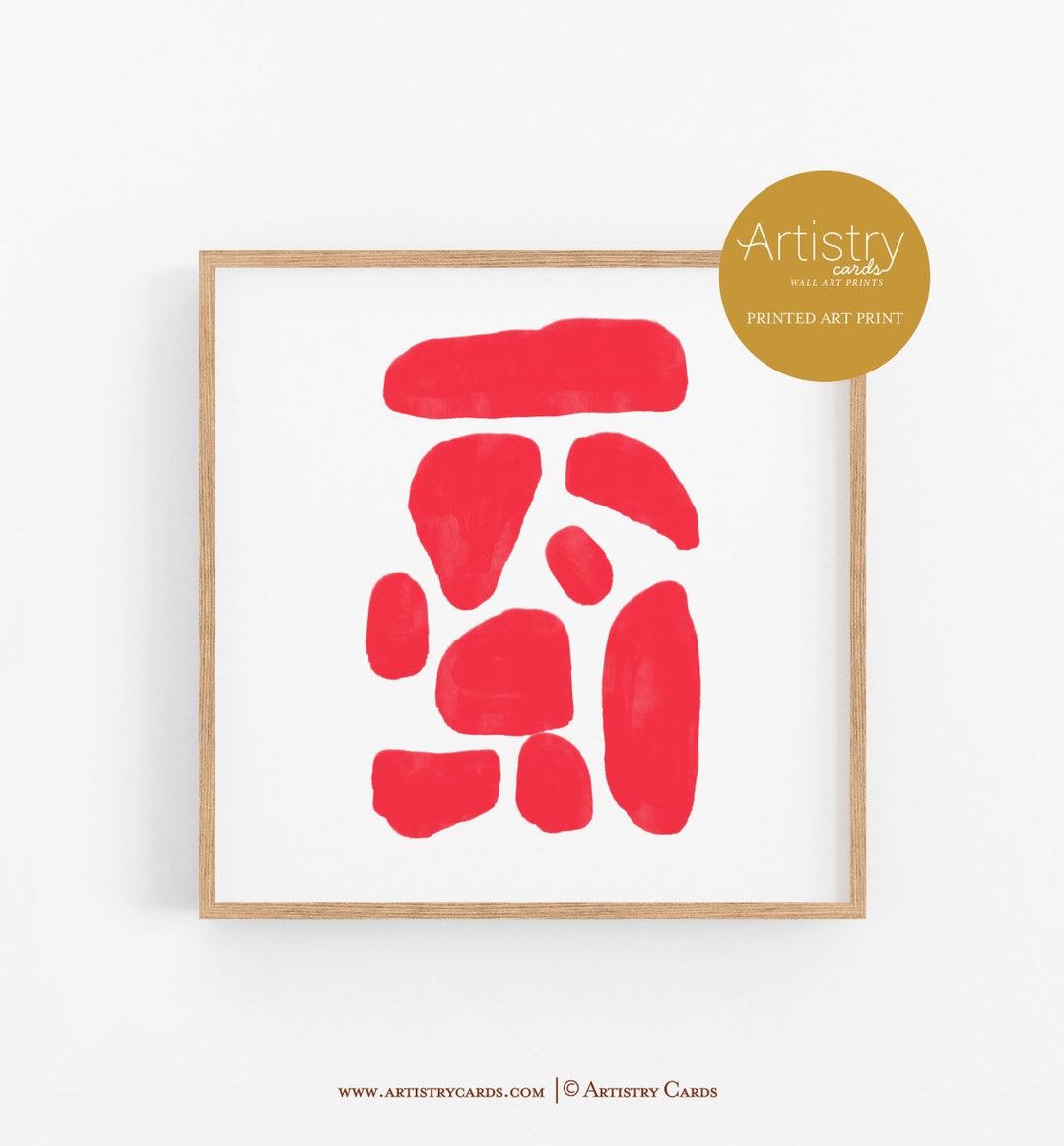 PRINTED ART Print,red Abstract Oval Shape Print Wall Art,geometric ...