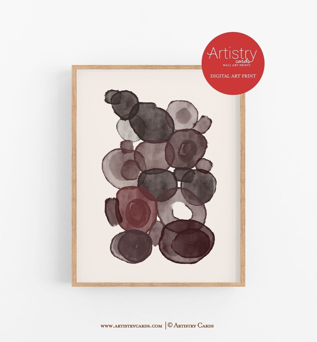 DIGITAL DOWNLOAD Art Print, Watercolor Black Circles Print Wall Art ...