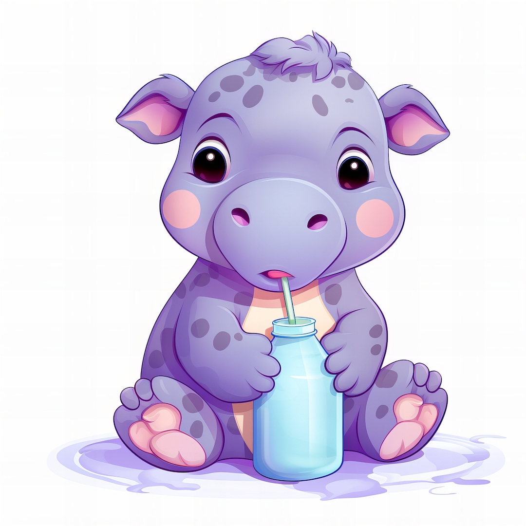 Baby Hippo Clipart 14 High Quality Pngs Nursery Art, Instant Digital ...