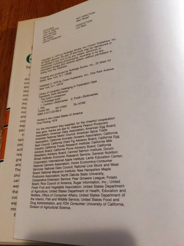 The Cooks Companion by Doris Mcferran Townsend 1978 First - Etsy