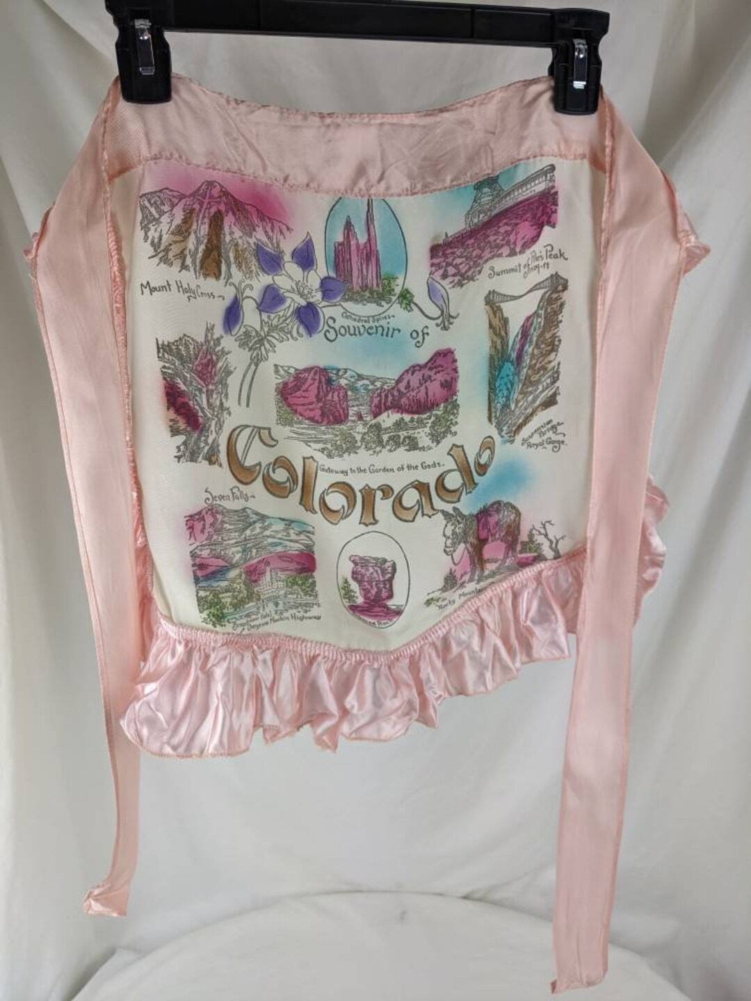 Vintage Colorado Souvenir Pink Half Apron, Ruffled, Vtg - Etsy