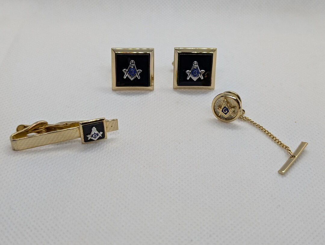 Vintage Masonic Gold Tone Cufflinks and Tie-clips Set - Etsy