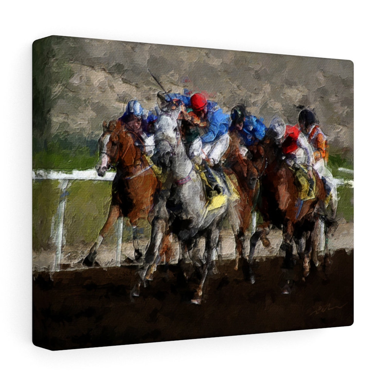 Horse Racing Art Print on Small and Large Canvas Gallery Wrap | Etsy