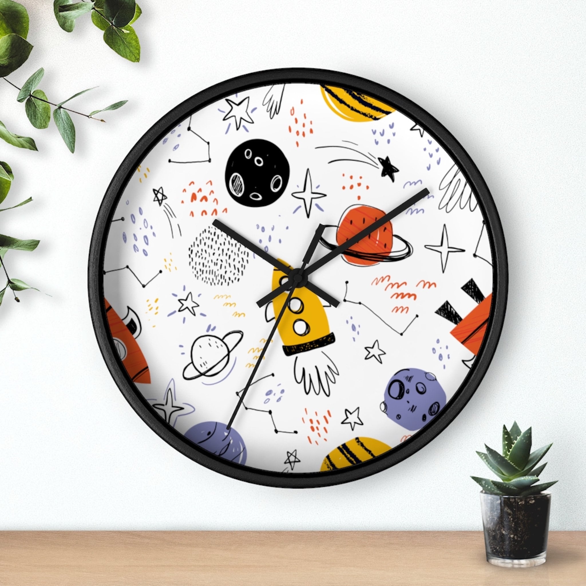 Space Wall clock Nursery Wall clock Boys Wall Clock Boys - Etsy.de