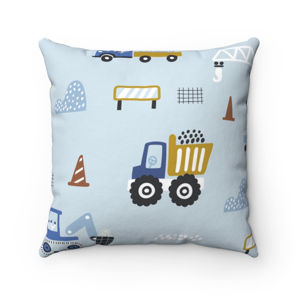 Construction Nursery Decor Pillows | Trucks Theme Kid Pillow Covers ...