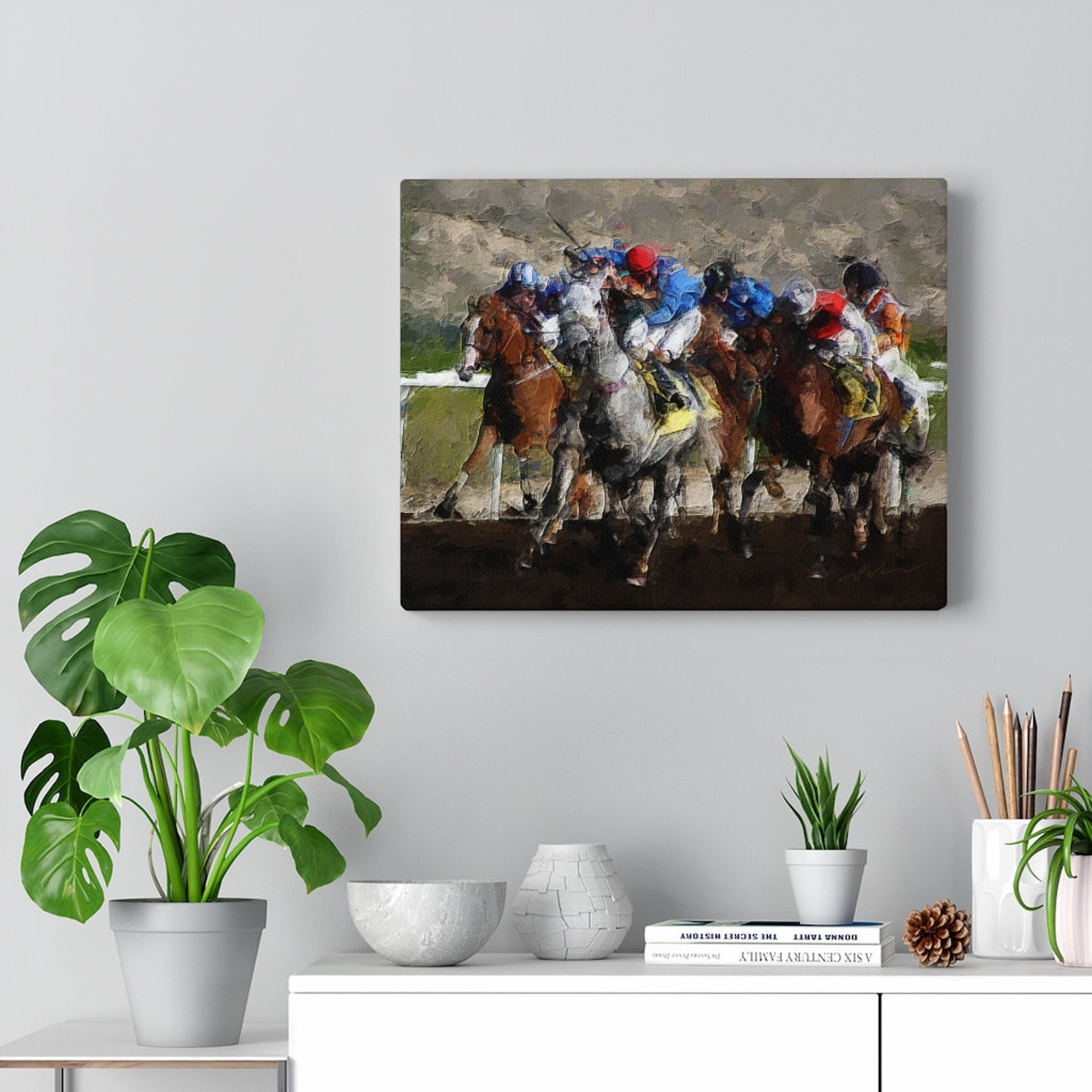 Horse Racing Art Print on Small and Large Canvas Gallery Wrap | Etsy