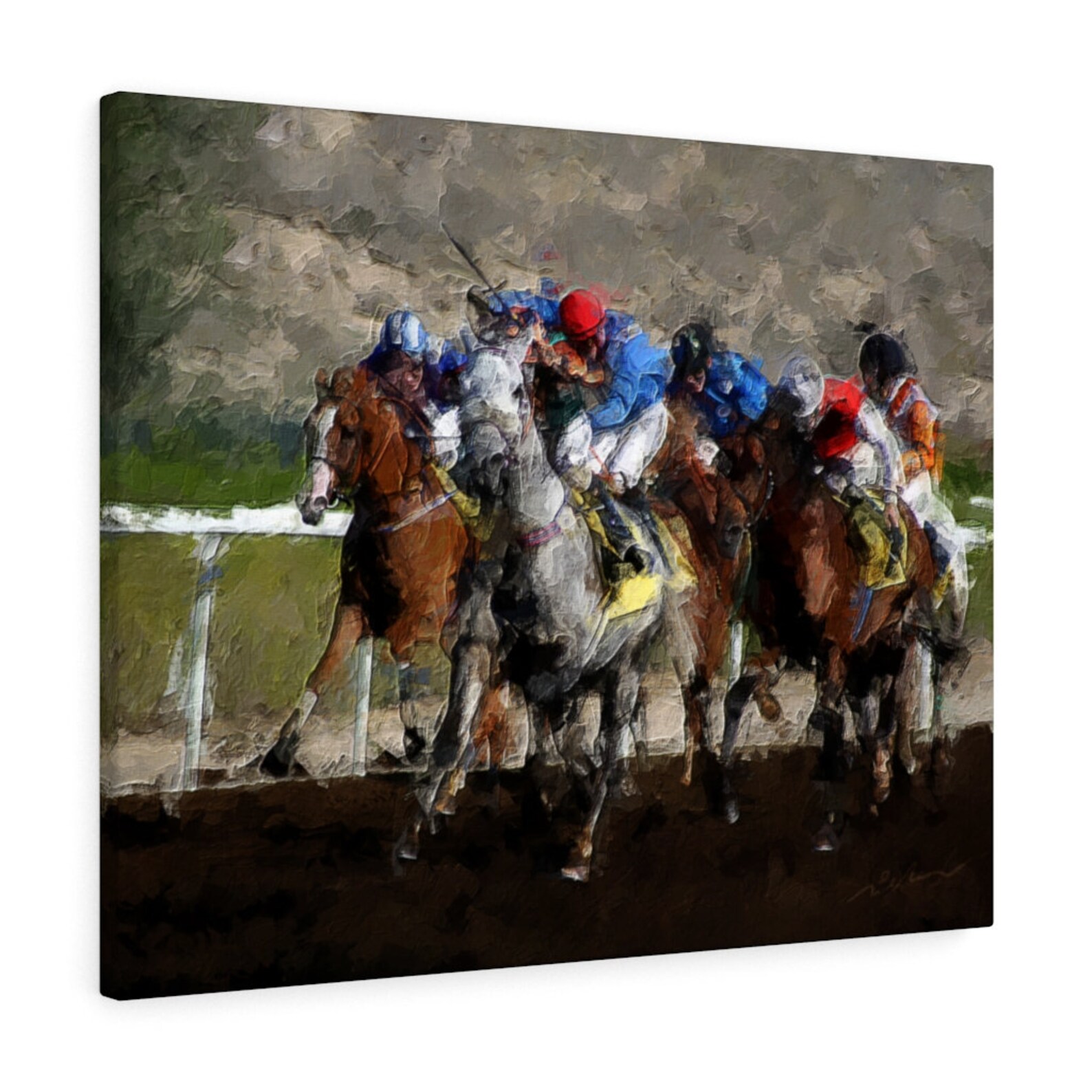 Horse Racing Art Print on Small and Large Canvas Gallery Wrap | Etsy