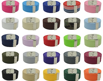 Old English Initial A-Z, Plain Canvas Military Black Web Belt & Silver ...