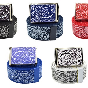 Canvas Military Bandana Pattern Flip Top Web Belt & Buckle 48",54",60 ...