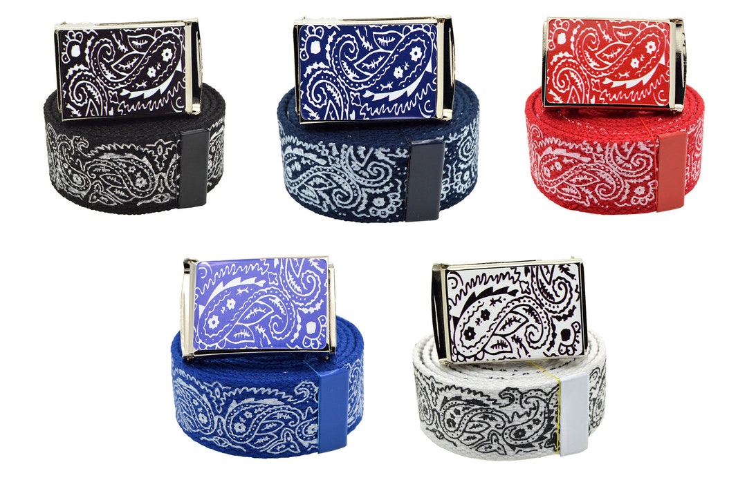Unisex Canvas Military Bandana Pattern Flip Top Web Belt & Buckle 48 ...