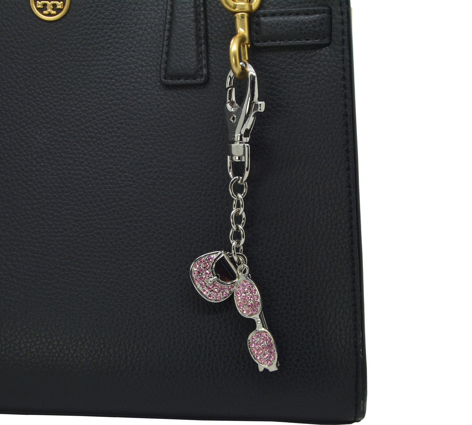 Pink Purse Sunglasses Keychain Sparkling Keyring Silver Crystal ...