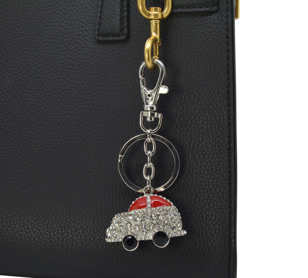 Car Keychain Sparkling Keyring Silver Red Black Crystal Rhinestones ...