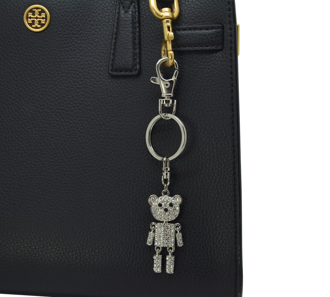 Teddy Bear Keychain Sparkling Keyring Silver Crystal Rhinestones Purse ...