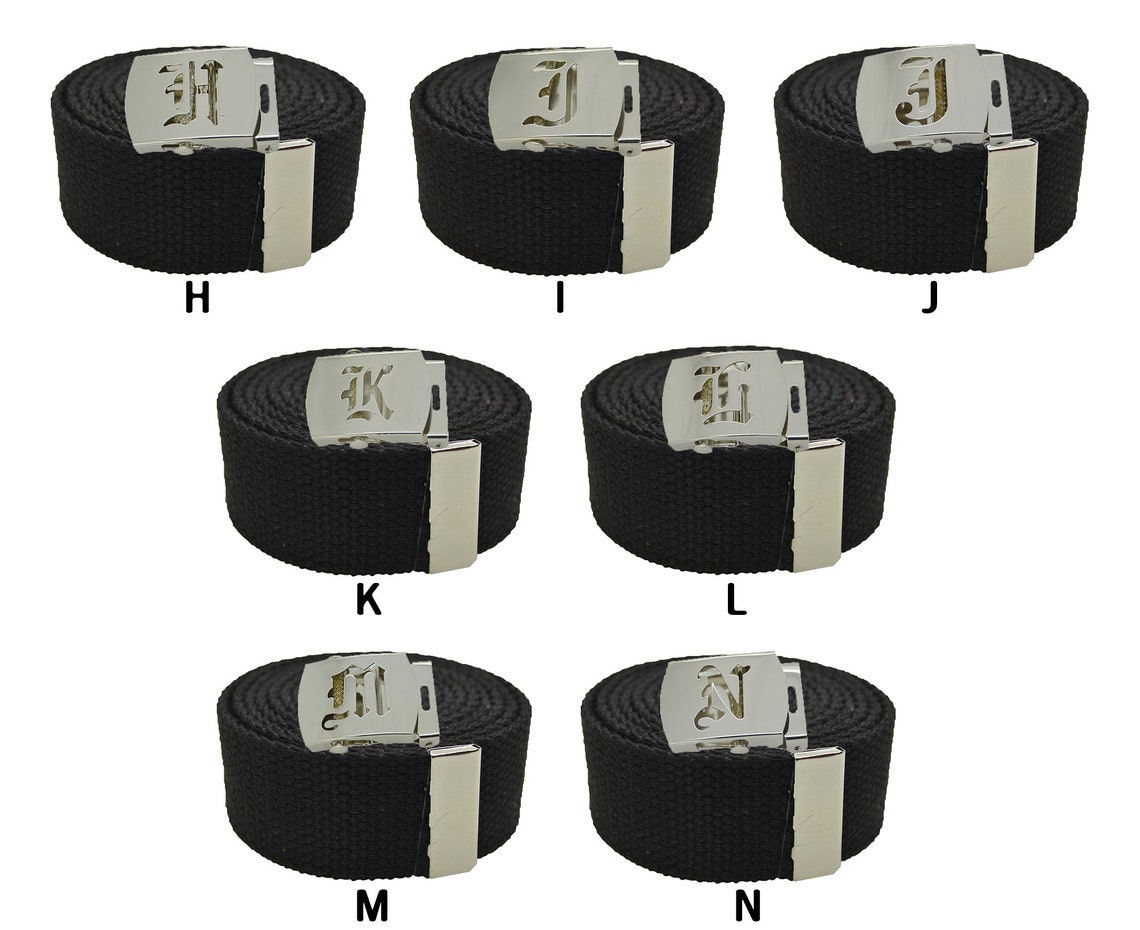 Old English Initial A-Z Plain Canvas Military Black Web Belt - Etsy