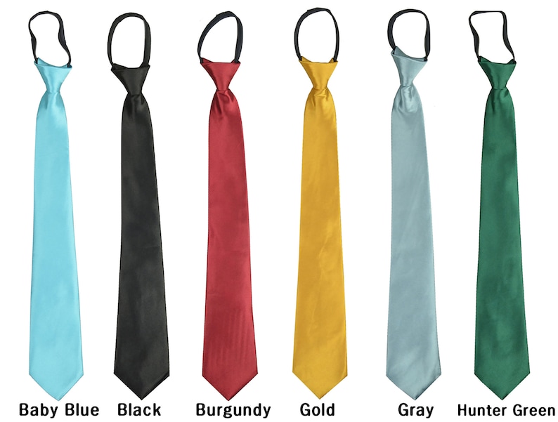 Plain Polyester Men's 2 or 3 Inch Woven Pre-tied Zipper Necktie Various ...