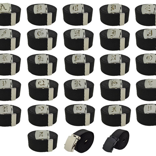Old English Initial A-Z Plain Canvas Military Black Web Belt - Etsy