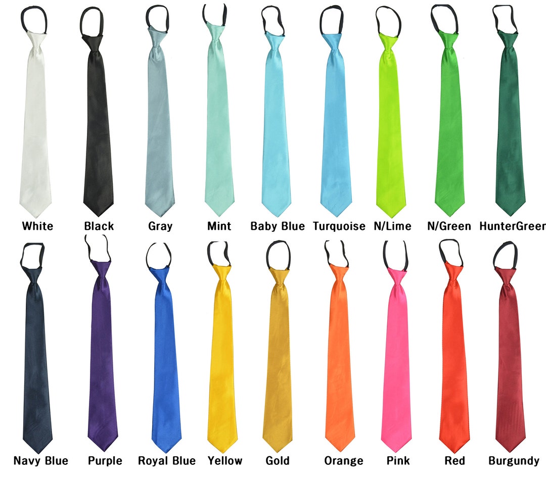 Plain Polyester Men's 2 or 3 Inch Woven Pre-tied Zipper Necktie Various ...
