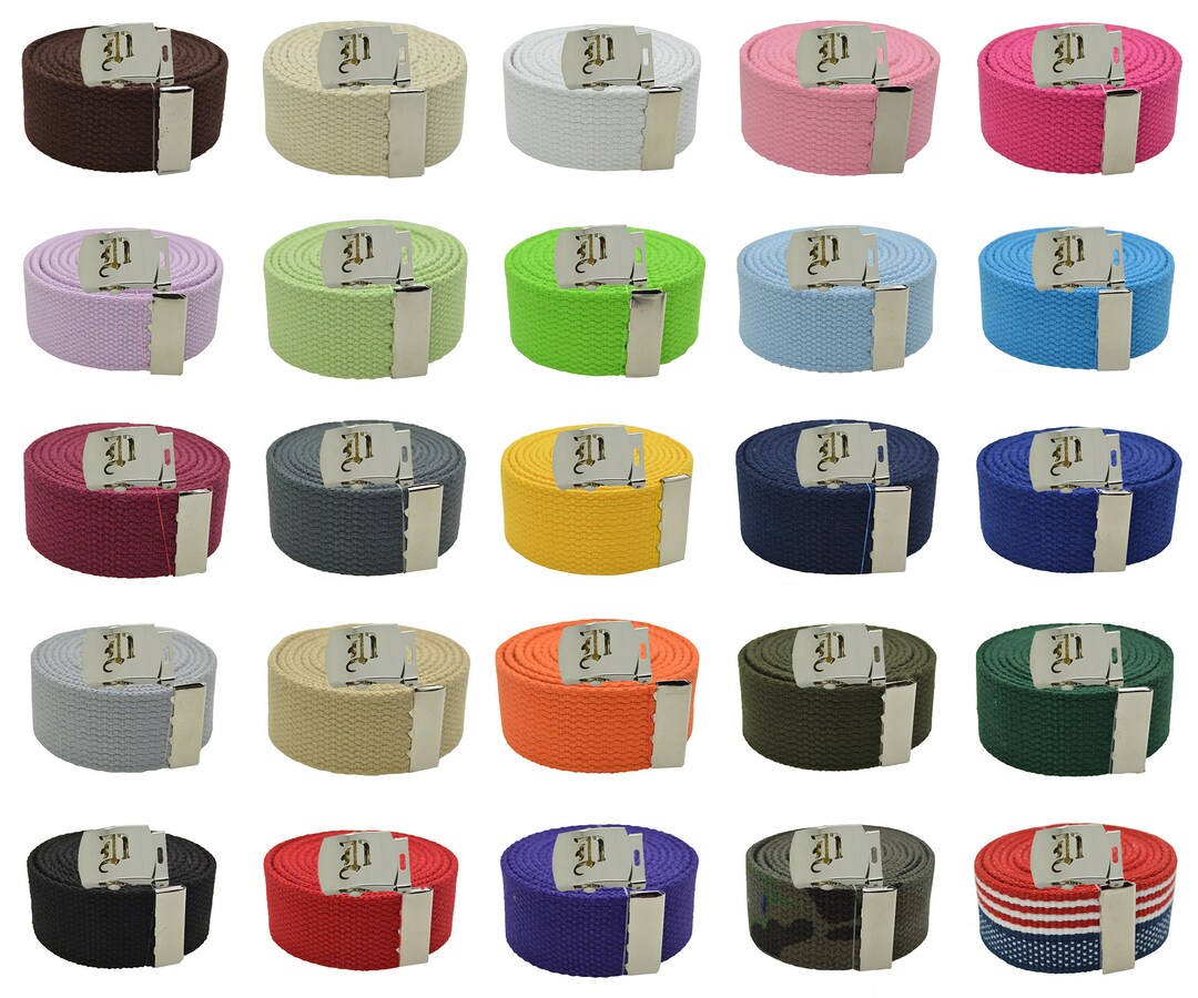 Old English Initial "d" Canvas Military Web Belt & Silver Buckle 25 ...