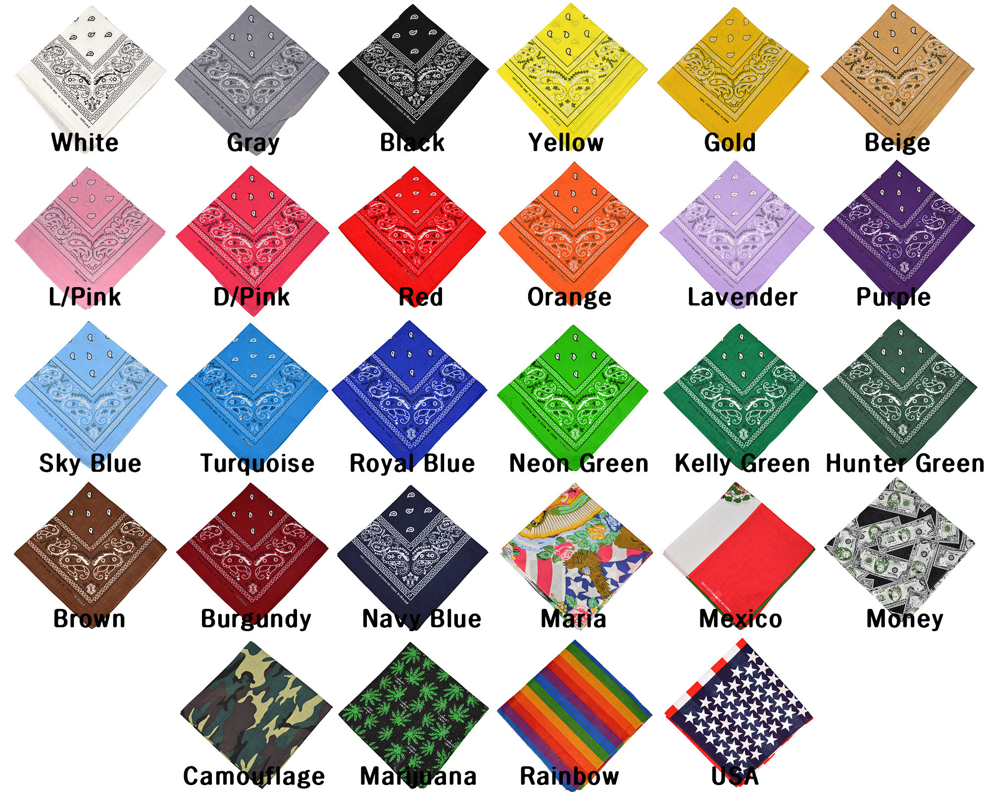 12x Cotton Paisley Bandanas Double Sided Head Wrap Scarf Handkerchief ...