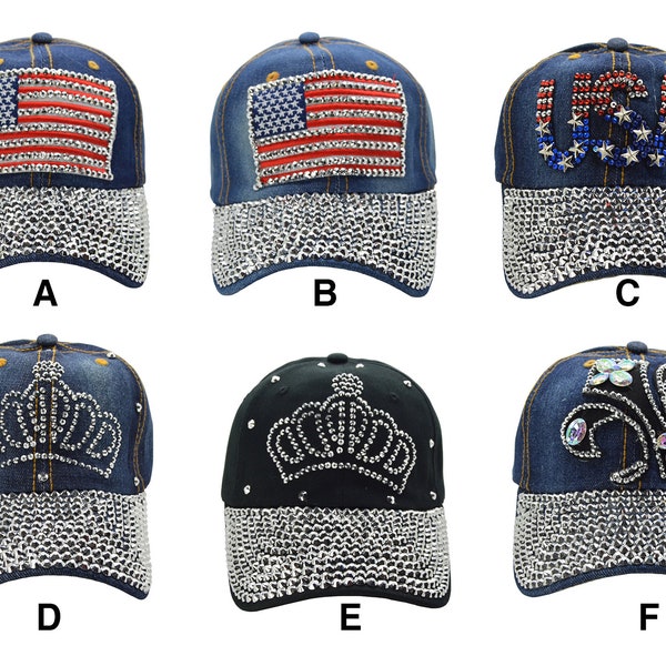 Rhinestone Baseball Cap - Etsy