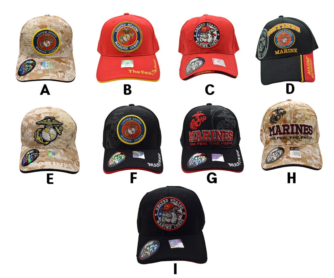 Officially Licensed United States "marines" Logo Embroidered Black, Red ...