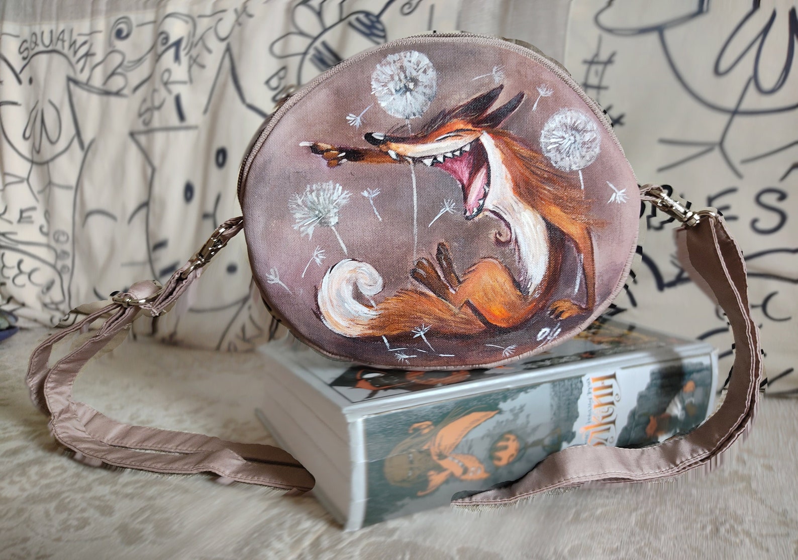 Custom Painted Crossbody Fox Purse Painted Shoulder Bag - Etsy