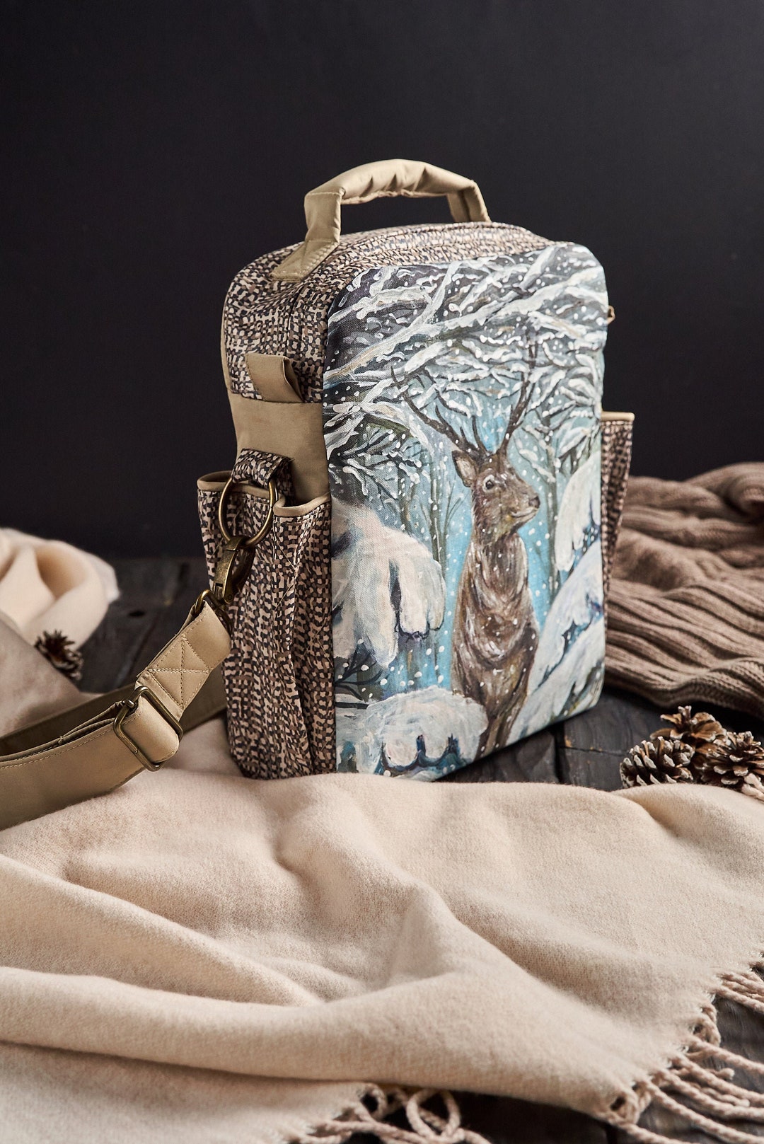 Custom Unique Hand Painted Deer Bag, Beautiful Painted Deer on Handbag ...