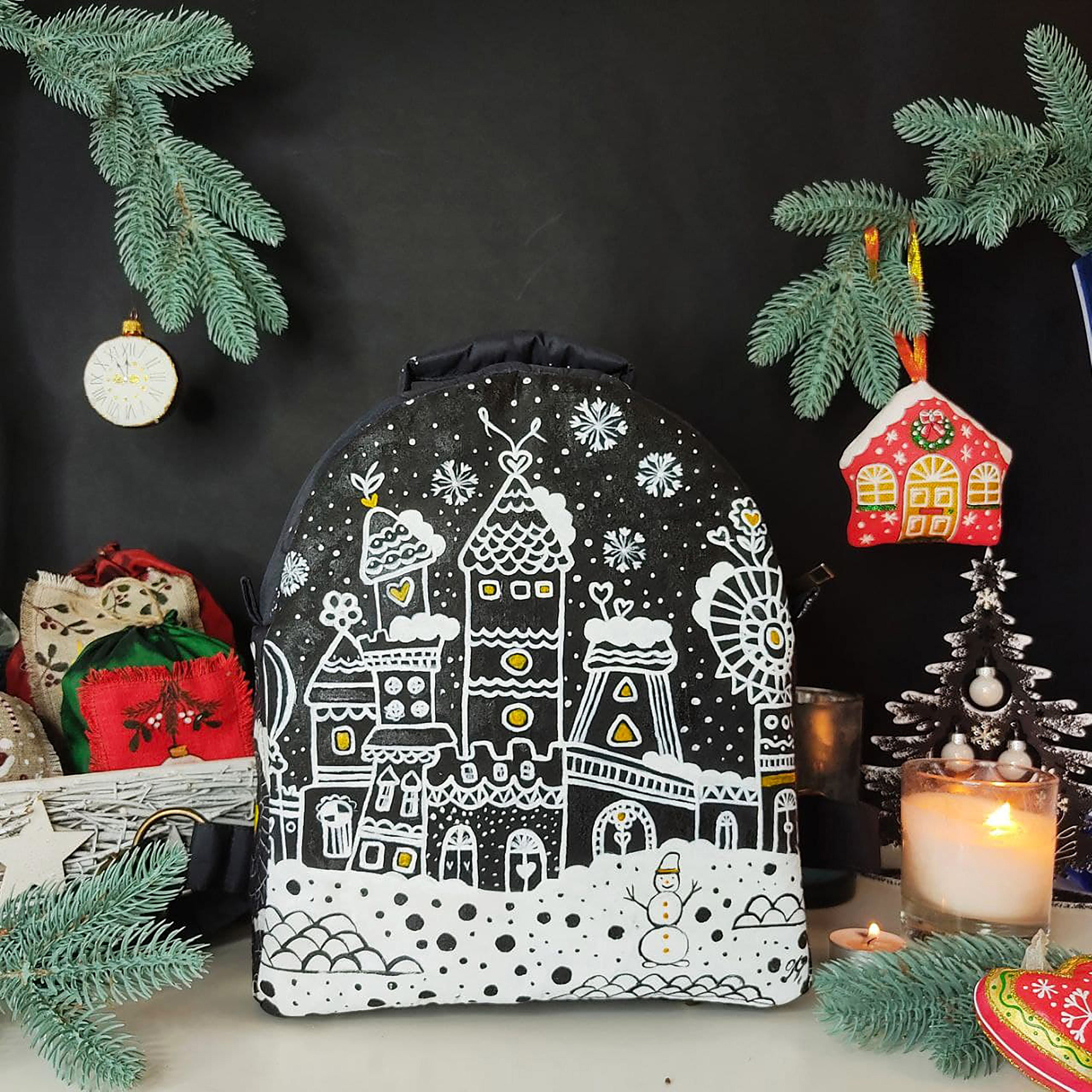 Unique Hand Painted Mini Backpack in a Fabulous Winter Style | Etsy