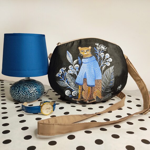 Custom painted women crossbody purse bag washable hand | Etsy