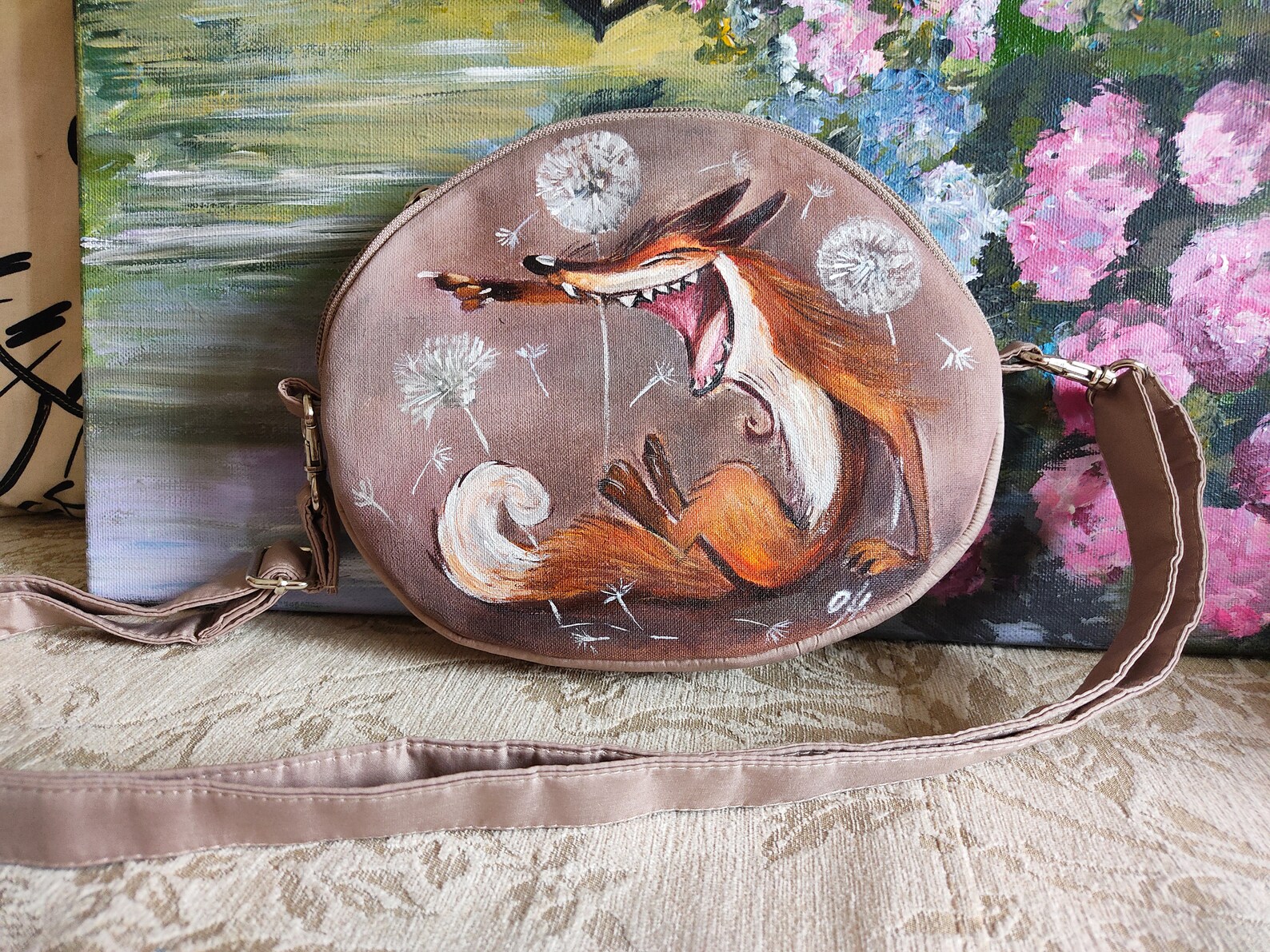 Custom Painted Crossbody Fox Purse Painted Shoulder Bag - Etsy