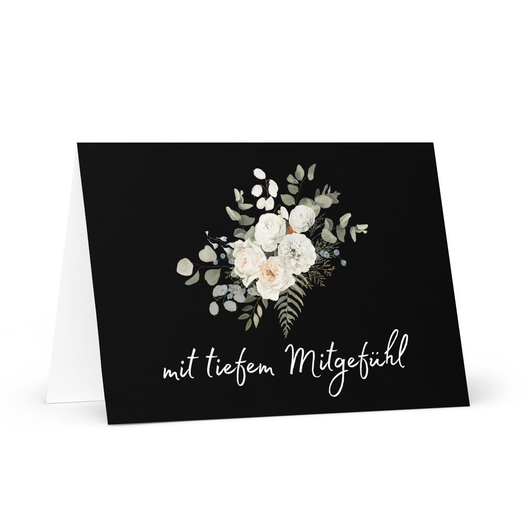 German Sympathy Card: White Floral Bereavement Card - Etsy