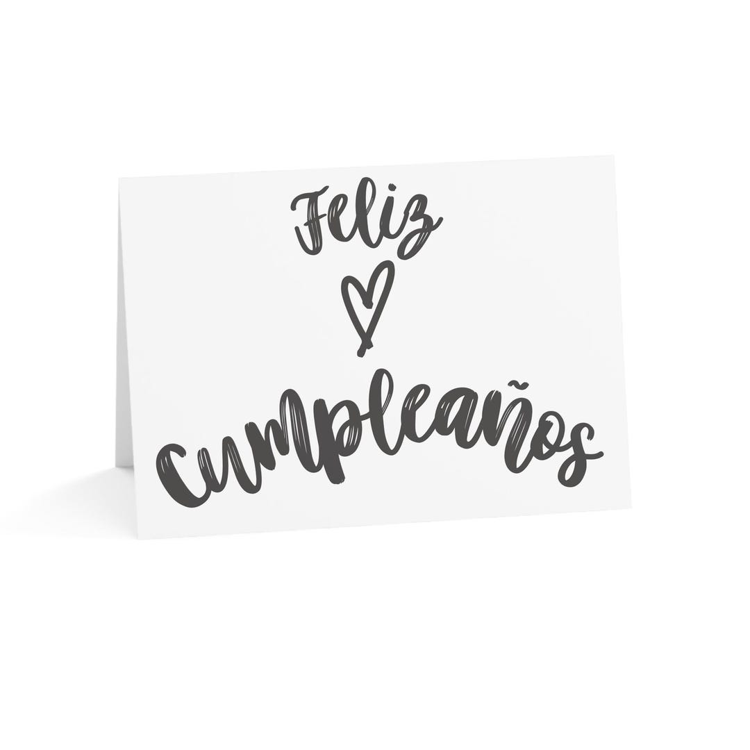 Feliz Cumpleanos Birthday Greeting Cards Spanish Language Simple Design ...