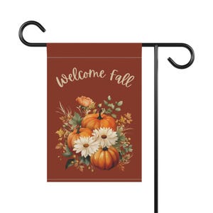 Welcome Fall Yard Flag With Floral Pumpkin Design, House Banner for ...
