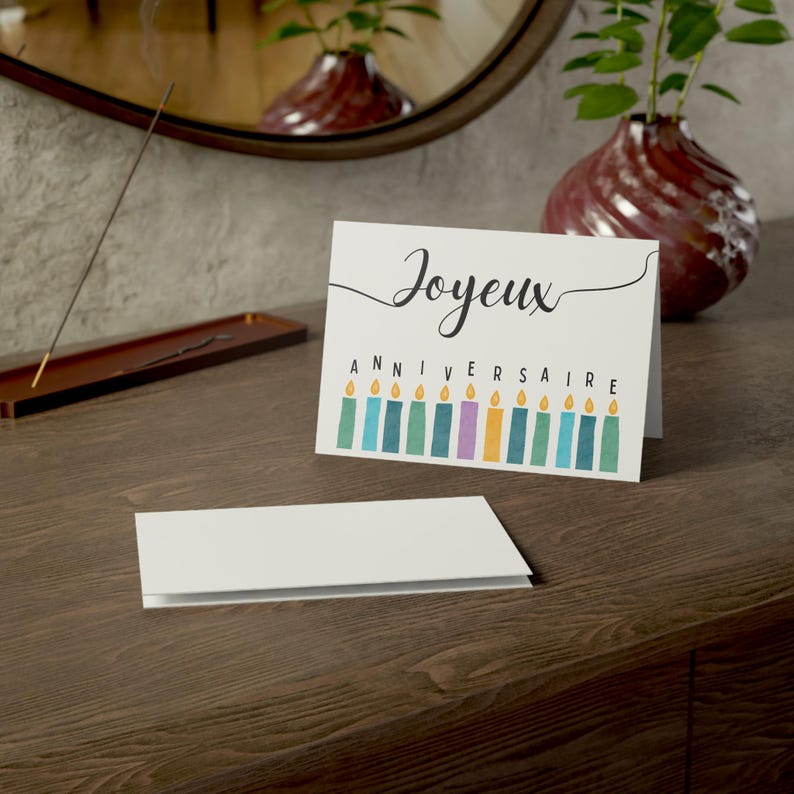 Joyeux Anniversaire French Birthday Card, Colorful Candles Design for ...