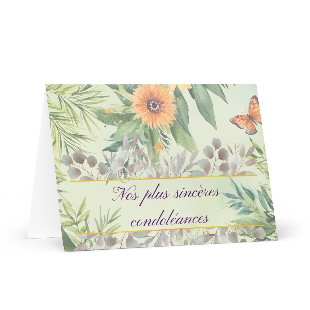 Nos Plus Sincères Condoléances French Sympathy Card, Watercolor Garden ...