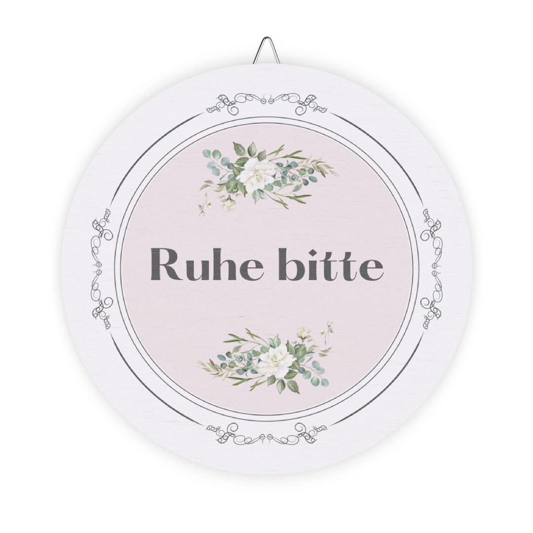Ruhe Bitte German Hanging Wooden Wall Sign, Quiet Please Nursery Sign ...