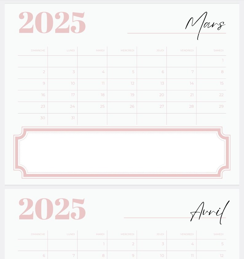 2025 French Monthly Calendar: Printable PDF (11" X 8.5") - Etsy