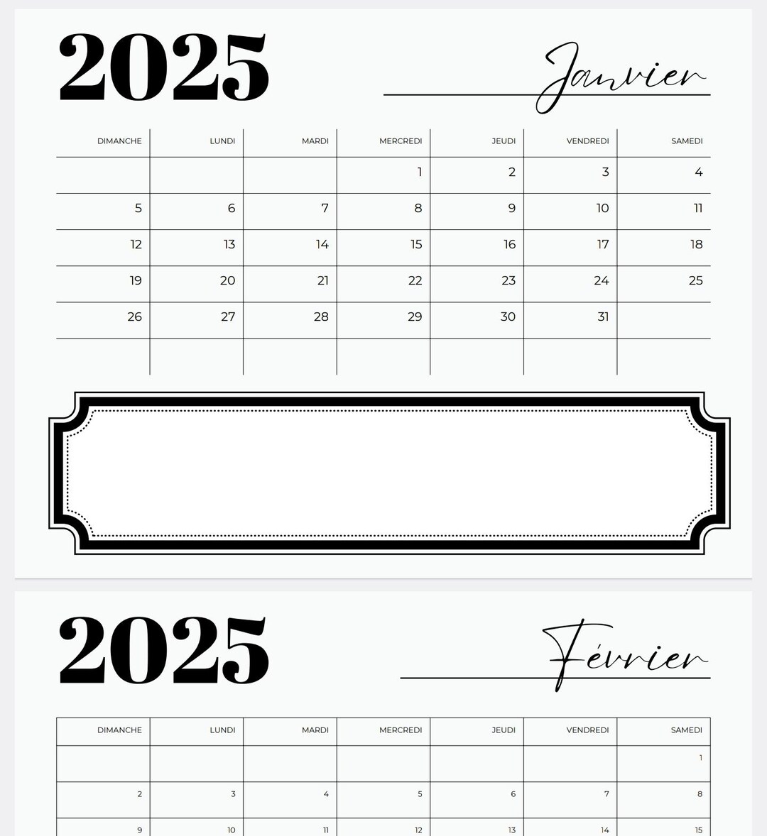 11" X 8.5" 2025 Digital French Calendar, Print at Home PDF Monthly ...