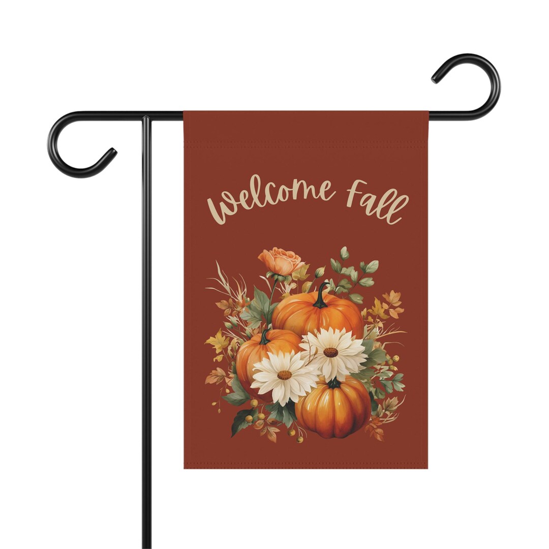 Welcome Fall Yard Flag With Floral Pumpkin Design, House Banner for ...